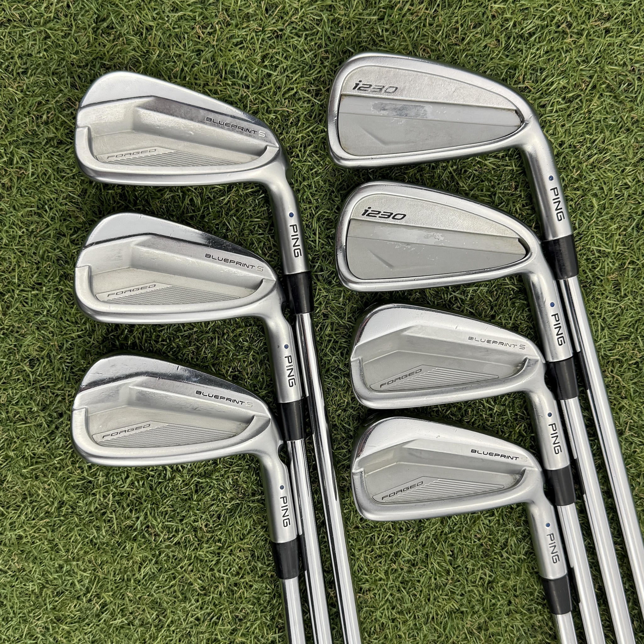 Used Ping Blueprint S / i230 Combo Irons / 4-Pw / NS Pro Tour 120 Stiff / Blue Dot